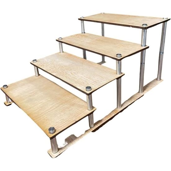 Étagère De Rangement À 4 Et 3 Niveaux En Bois Rustique Et Acrylique Avec Cadre En Bois Rustique ...