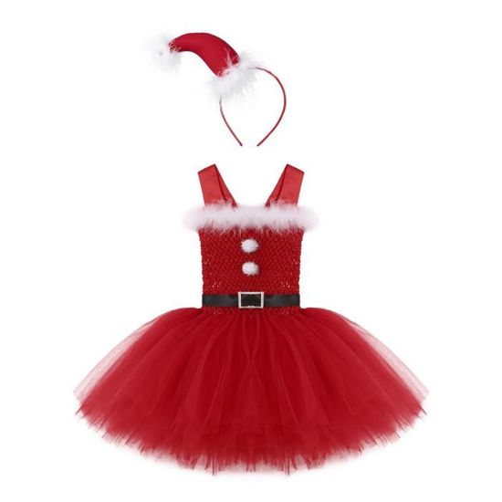 Freebily Robe Noël Fille Enfant Déguisement Noël Mère Tutu Robe Danse