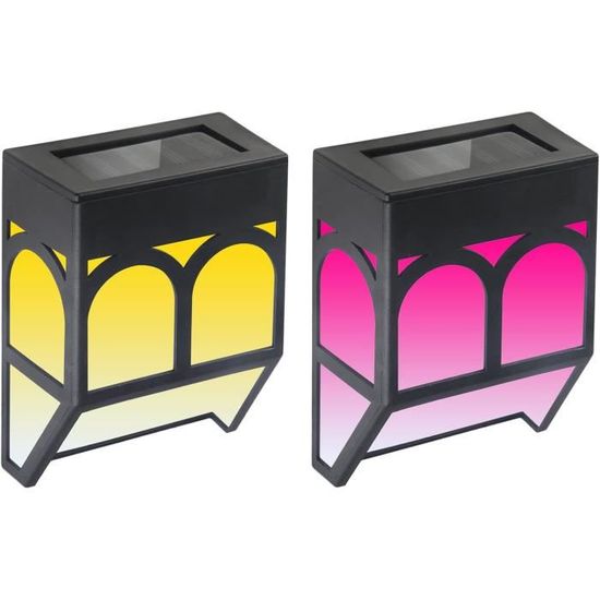 Lot De 2 Lampes Solaires Extérieures Pour Clôture, Appliques Murales Solaires À Led, Étanches 2 ...