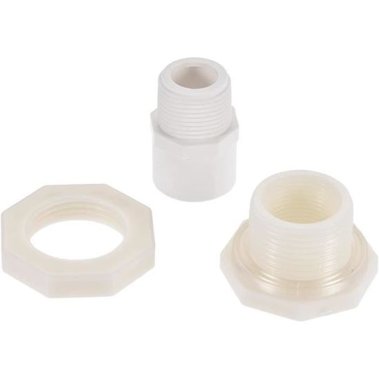 Pvc Passe-Cloison Raccord - Double Fileté Passe-Cloison Eau Réservoir ...