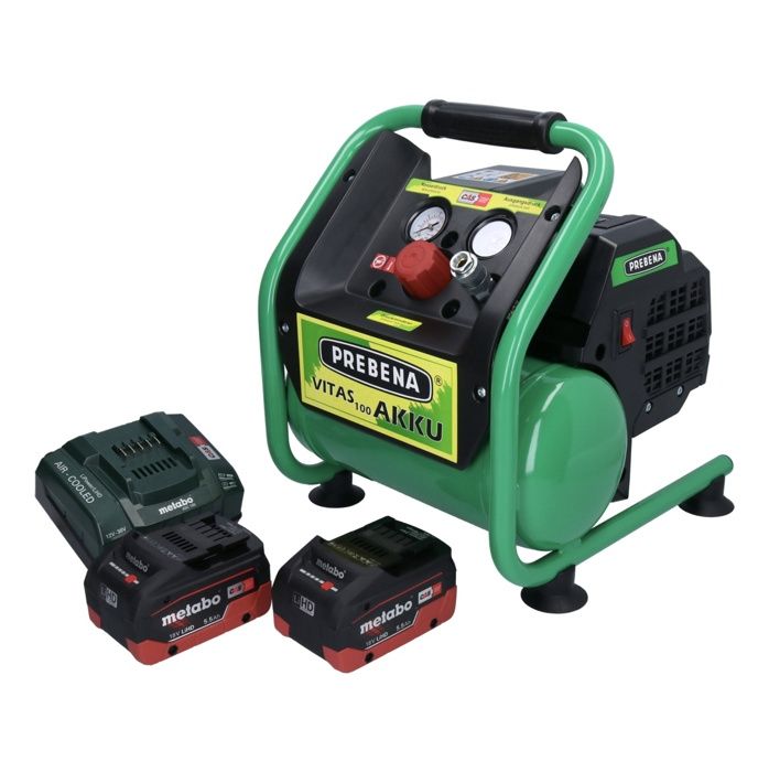 Prebena VITAS 100-AKKU Compresseur 5 l 8 bar 18V CAS Brushless Solo + 2x Batteries 5,5 Ah ...