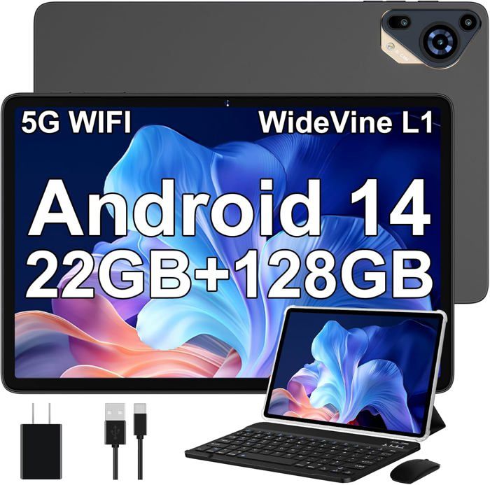 Tablette Android 14 Avec 22 Go + 128 Go (Extensible Jusqu'À 1 To),5G ...