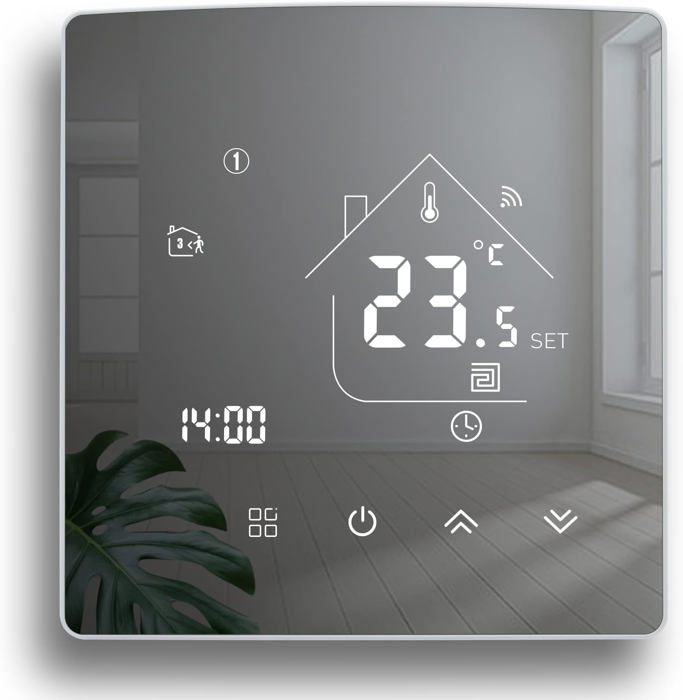 Beok Thermostat miroir TGR85WIFI-WPB, Wi-Fi, avec Alexa, Google ...