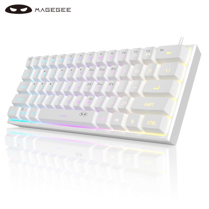 Mini clavier de jeu 60%, rétro4.2 RVB, 61 touches, clavier ultra ...