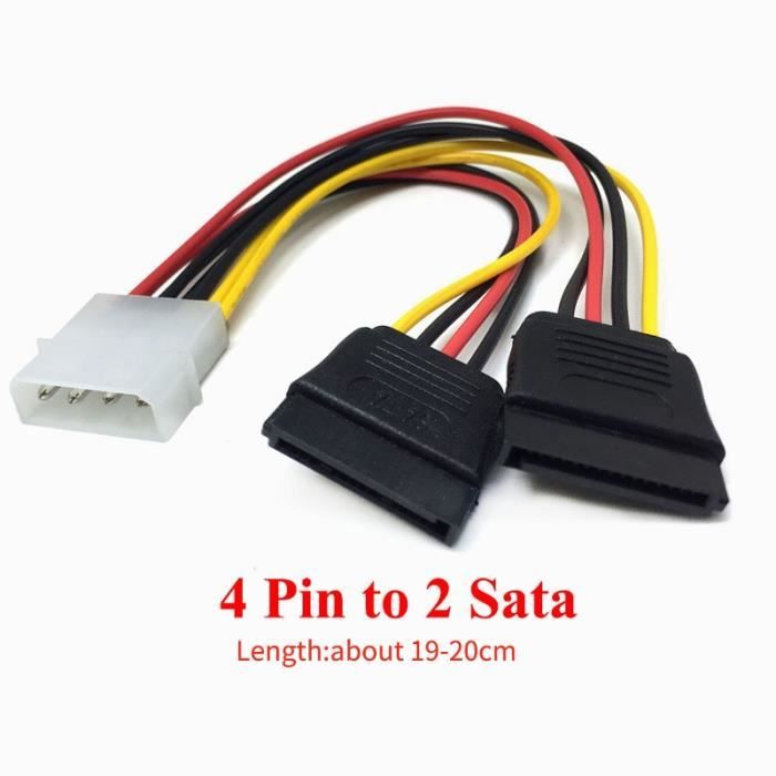 Couleur Molex vers 2 x SATA câble d'alimentation pour disque dur SATA ...