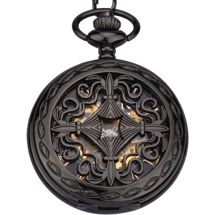 Montre Gousset Mecanique Montre Poche Steampunk Squelette Mécanique Cuivre Gousset Style Rétro ...