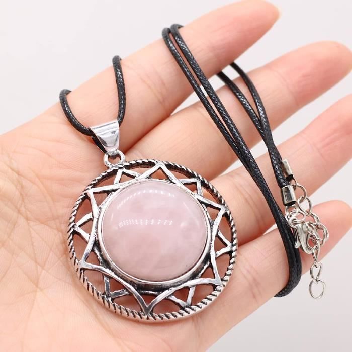 Nouveau Collier En Pierre Naturelle Forme Ronde Cristal Opale Malachite ...