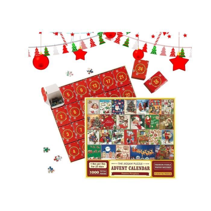 Puzzle de Noël 1000 pièces - Calendrier compte à rebours 24 jours ...