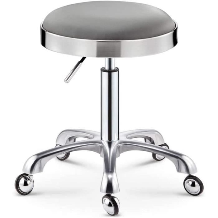 Tabouret roulant WEYE - Noir - Siège en cuir synthétique - Hauteur ...