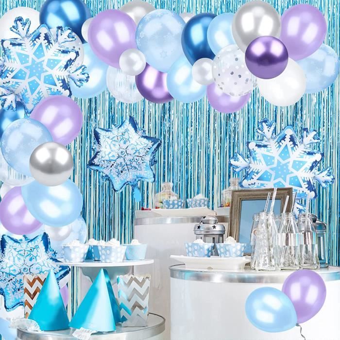 80 Pièces Frozen Ballon Guirlande Ballon Flocon de Neige Papier ...
