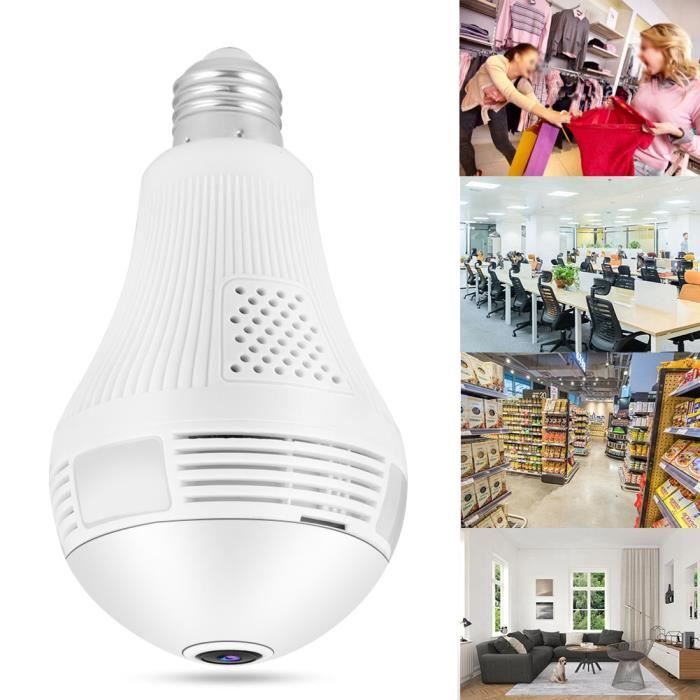 Cikonielf Caméra Ampoule 1080P 2MP HD 360° Panoramique WiFi Ampoule ...