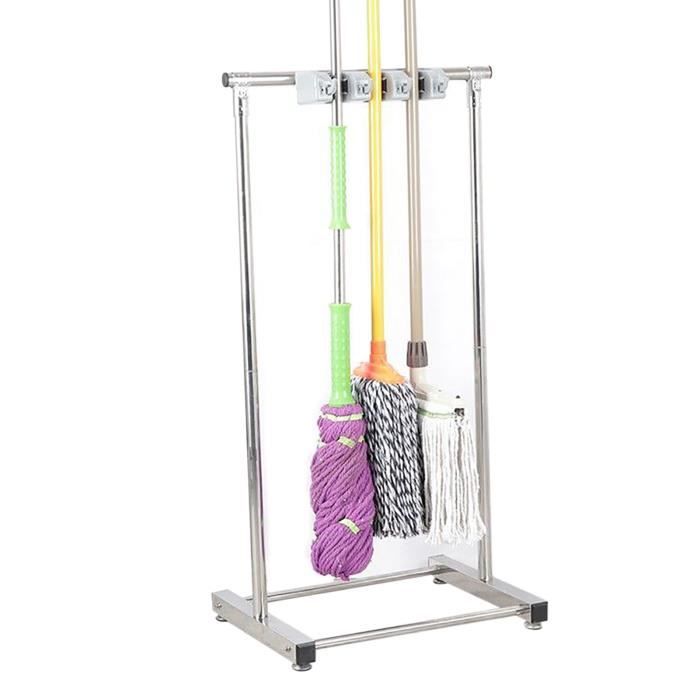 Support pour Vadrouille et Balai - EJ.LIFE - Inox - Mobile avec ...