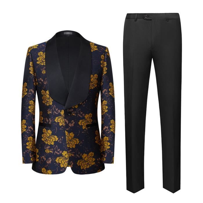 Costume Homme Slim 2 Pièces Business Mariage Cérémonie Fleur imprimé ...