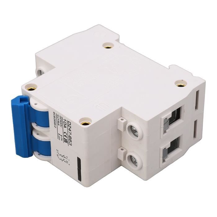 Qiilu Disjoncteur CC Disjoncteur DC 2P 10A 4KA 35mm Installation sur Rail DIN B Type Disjoncteur ...
