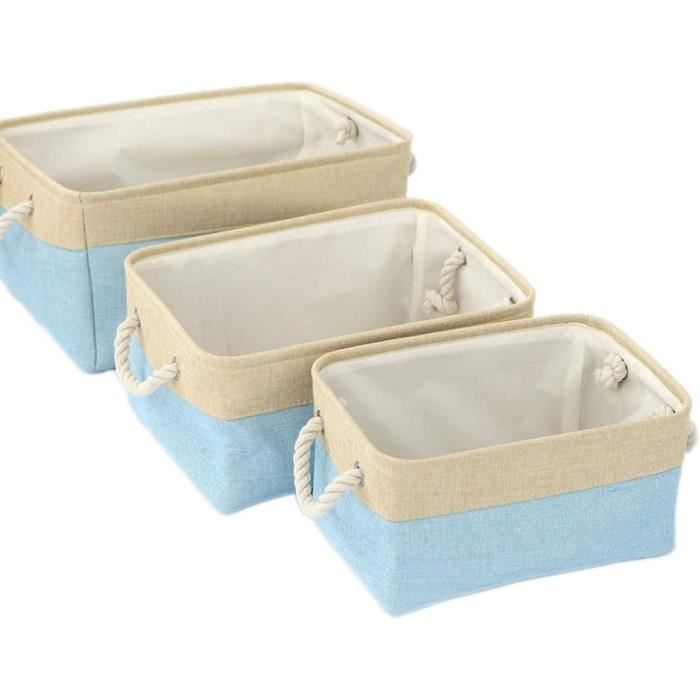 1 Panier De Rangement En Lin-Double Couleur Assortie-Panier De ...