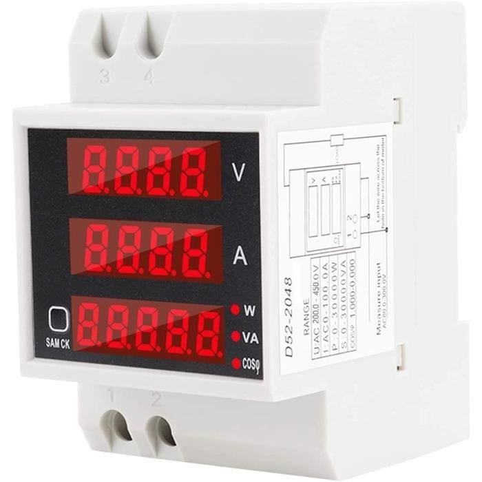 Atec-Voltmètre Ampèremètre Multifonction Led Ac80-300V - 0.0-99.9A ...