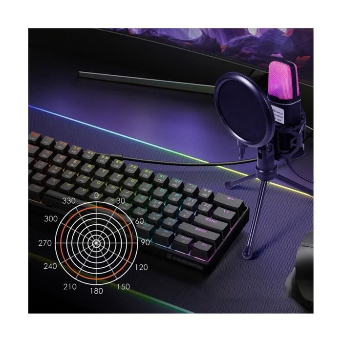 SF666R USB Microphone RGB Condensador Microphone Gaming Mic pour ...