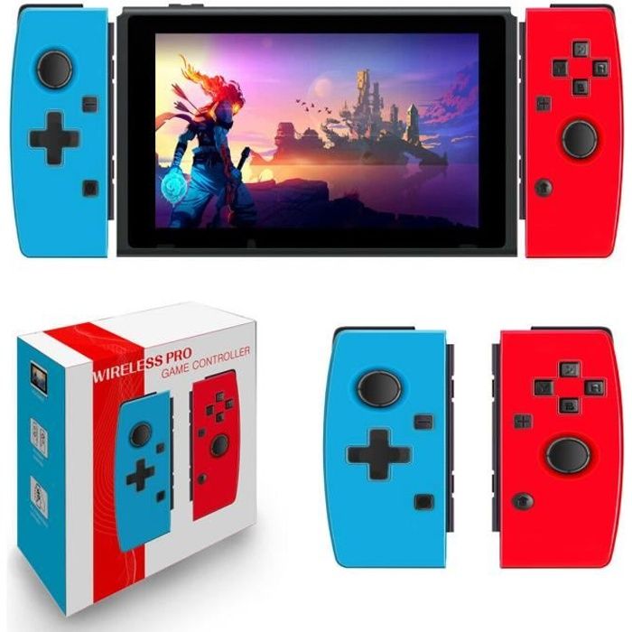 Paire Manettes Bleu/Rouge Bluetooth sans fil Compatible Nintendo Switch ...