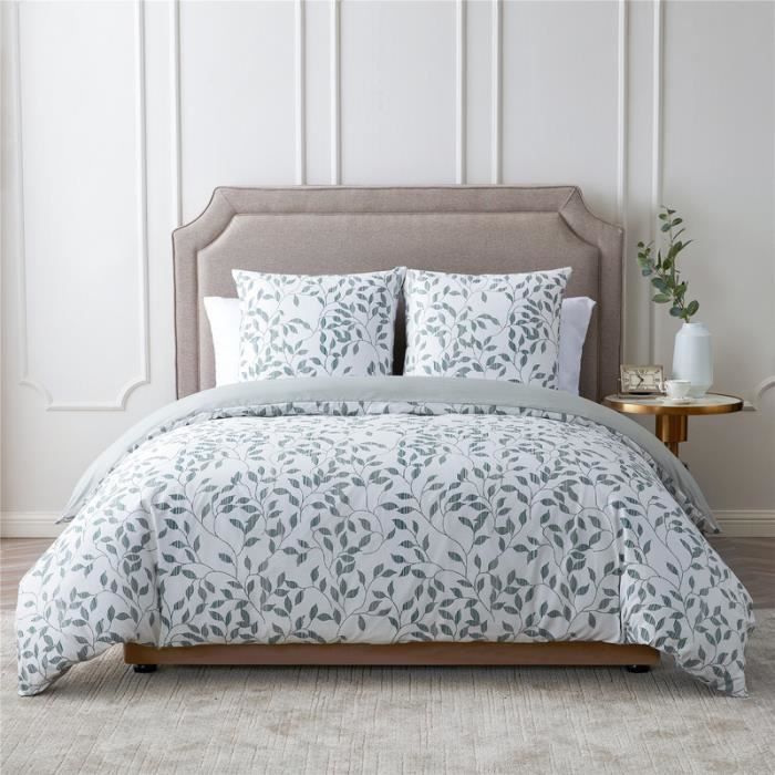 Topfinel Housse de Couette Vert - 200x200cm - 2 Taies d'oreillers ... Topfinel Housse de Couette Vert - 200x200cm - 2 Taies d'oreillers ...