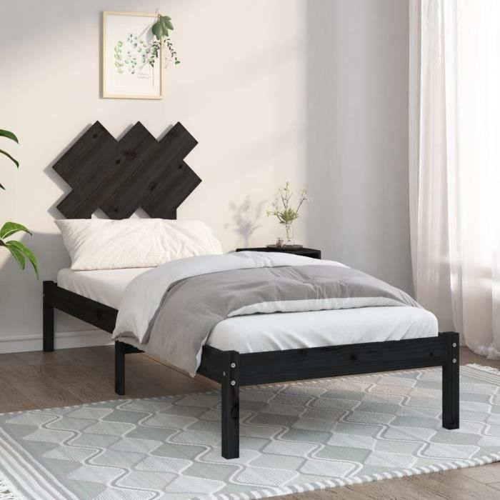 TRU Structure de Lit pour Matelas 75 x 190 cm, Lit Simple en Bois de ...