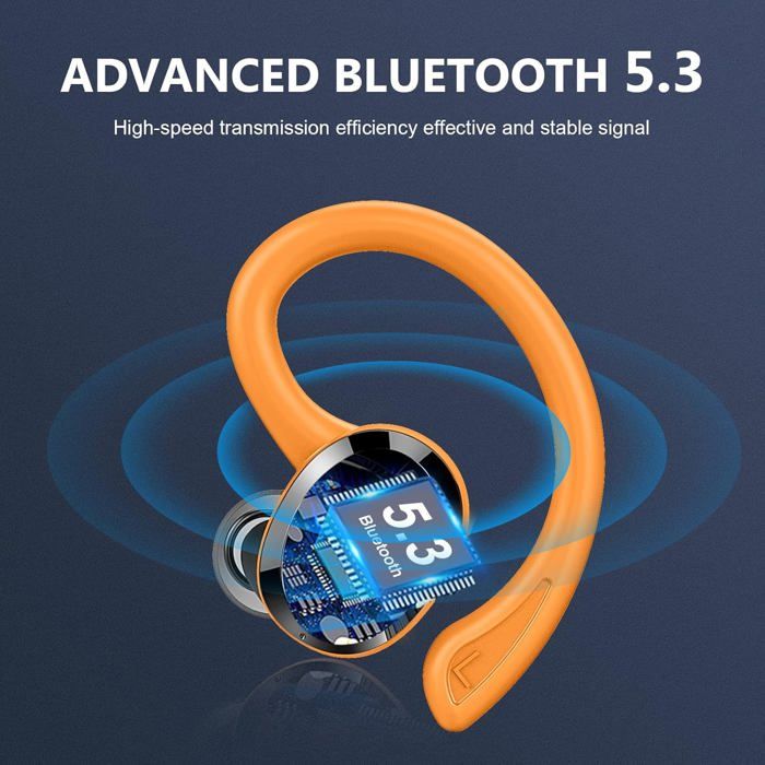 Ecouteurs Bluetooth sans Fil Sport, Écouteur sans Fil Bluetooth 5.3 HiFi Stéréo, Oreillette ...