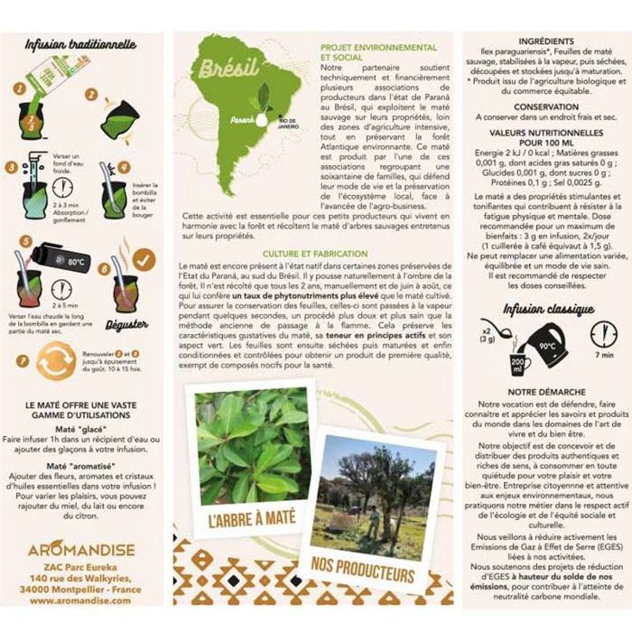 Thé vert maté sauvage du Brésil - 350 g - Cdiscount Au quotidien