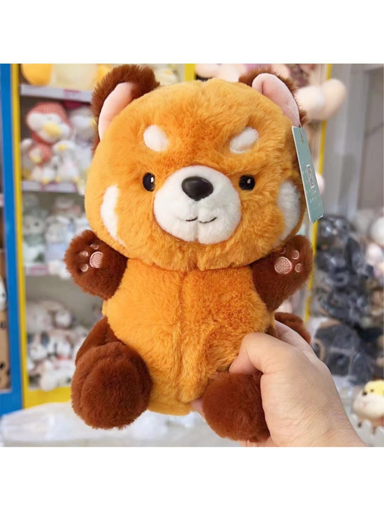 Peluche raton laveur, sœur panda roux, marron, assis, œil rond, 23 cm ...