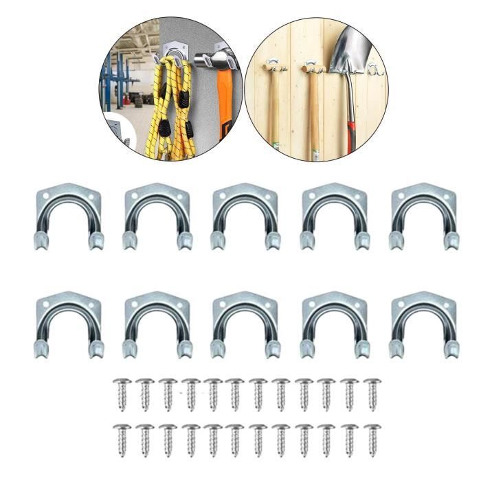 Crochets de fixation murale - Ensemble de 10 crochets et 20 vis - Blanc ...