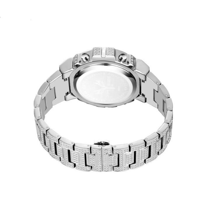 Montres hommes de marque LED Numerique Bling Bling Hip Pop Etanche Acier Cadeau pour homme Argente Achat vente montre Homme Adulte Blanc Acier Cdiscount