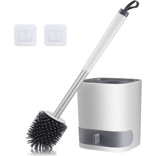 Brosse Wc Silicone Plate- Brosse Toilette Et Supports, Anti-Goutte, Antibactérienne, Balayette ...