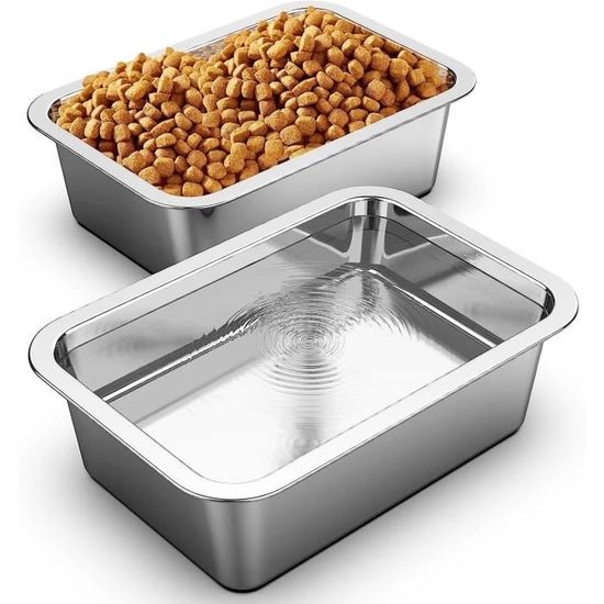 Gamelle pour chien - Lot de 2 - Inox - Grande capacité - Design anti ...