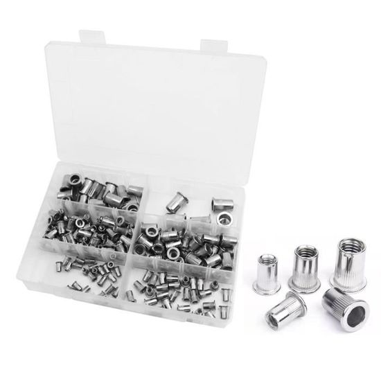 304 M3-M10 Lot De 200 Écrous À Rivets En Acier Inoxydable À Tête Plate ...