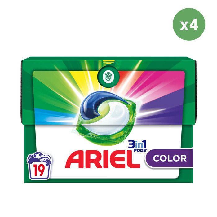 4x19 Pods Color - Lessive en Capsules - Ariel - Cdiscount Electroménager