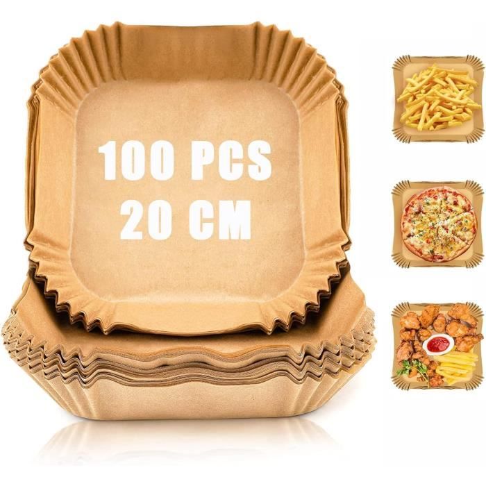Papier Cuisson Air Fryer 100 Pièces, Papier Sulfurisé Carré Pour ...