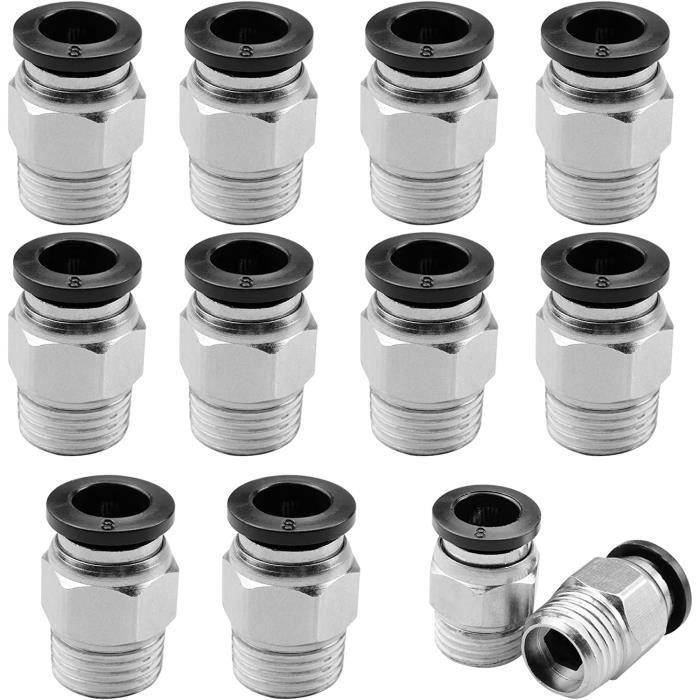 10 Pcs Connecteur Pneumatique Raccord Pneumatique Male Push In Joint Male Droit Push To Connect ...