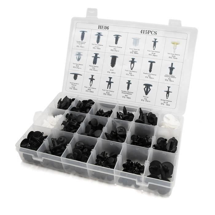 Sourcing map 415Pcs 18 Type Rivet attaches plastique Poussoir Clips ...