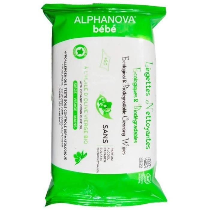 Bébé Lingettes Nettoyantes Écologiques et Biodégradables 60 Lingettes ...
