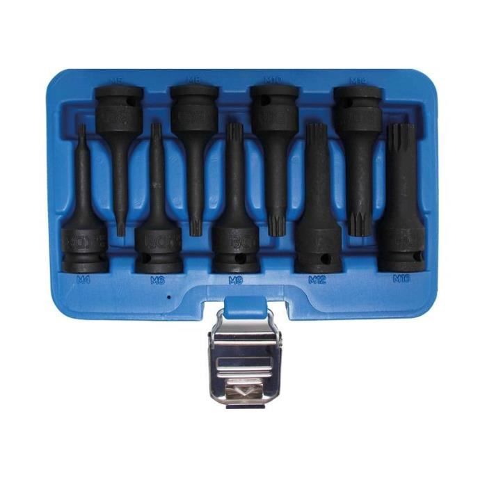 Jeu de douilles à embouts à choc 12,5 mm (1/2") Denture multiple intérieure (pour XZN) M4 - M16 ...