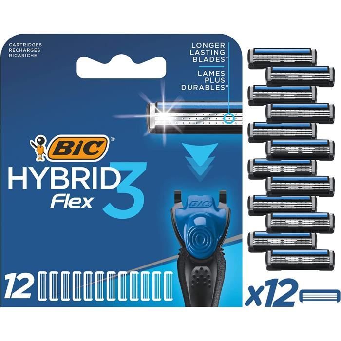 BIC Hybrid 3 Flex - Recharges de Rasoir Homme - 3 Lames Mobiles ...