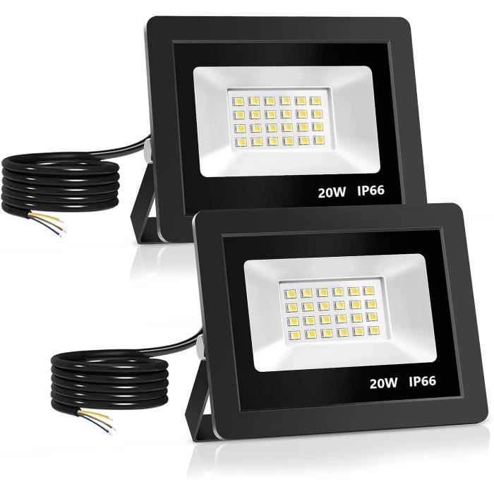 Lot de 2 Projecteur LED,Spot LED avec 20W 24 LED Eclairage Exterieur ...
