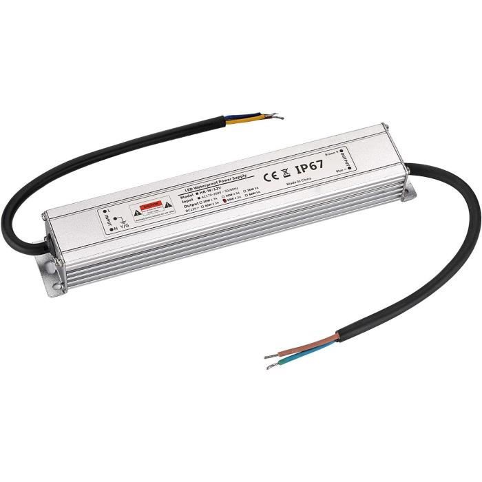 Transformateur 220V 12V 50W, Convertisseur 220V 12V Etanche Ip67 ...