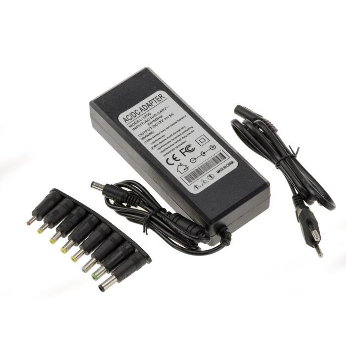 Alimentation externe - 220V vers 12V 5A 8 embouts - Cdiscount Informatique