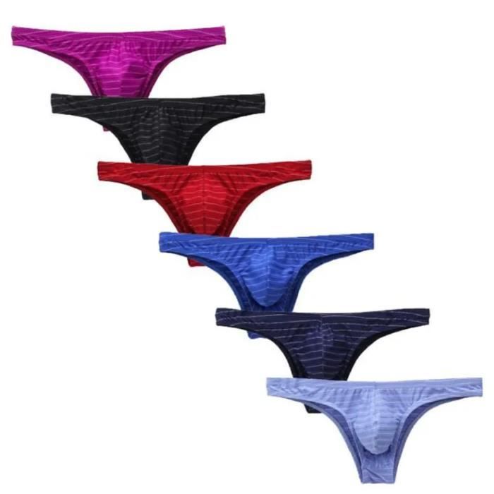 Lot de 6 String Tanga Pour Homme de bikini demi-hanche taille basse ...