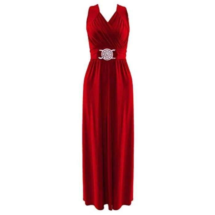 Robe I12RB longue de cocktail longue à boucle (8-26 Taille-42 Rouge ...
