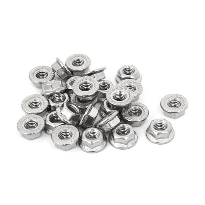M6 Filetage acier inoxidable, écrous à embase hexagonale dentelée Ton ...