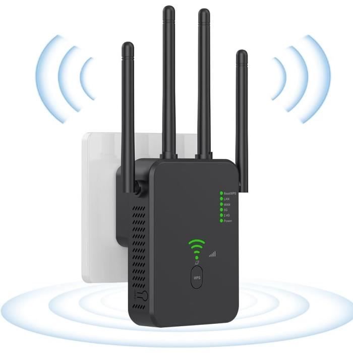 Repeteur Wifi Puissant, Wifi Extender 1200Mbps Dual Band 5Ghz-2,4Ghz ...