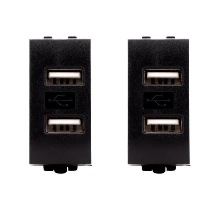 2 Prise Usb Encastrable - Prise Electrique Usb Murale Noir - Prise ...