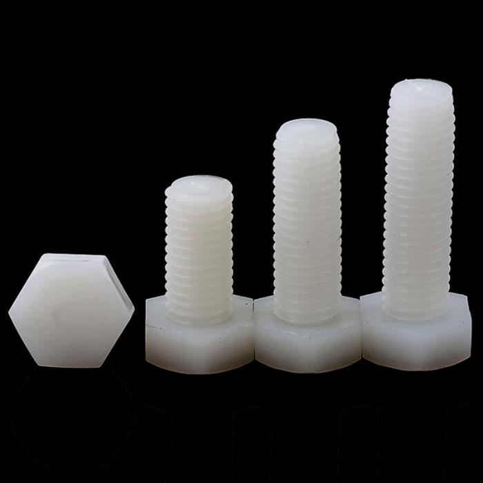 M3x15mm-10 -Vis à tête hexagonale en plastique blanc, M3 M4 M5 M6 - Cdiscount Bricolage