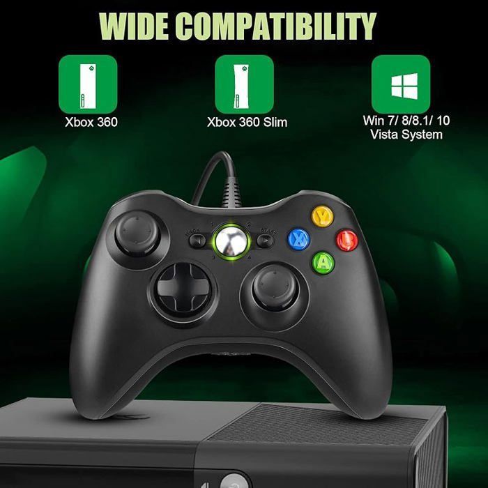 Manette manette de jeu USB pour PC Xbox 360 pour Xbox 360 Slim et PC ...