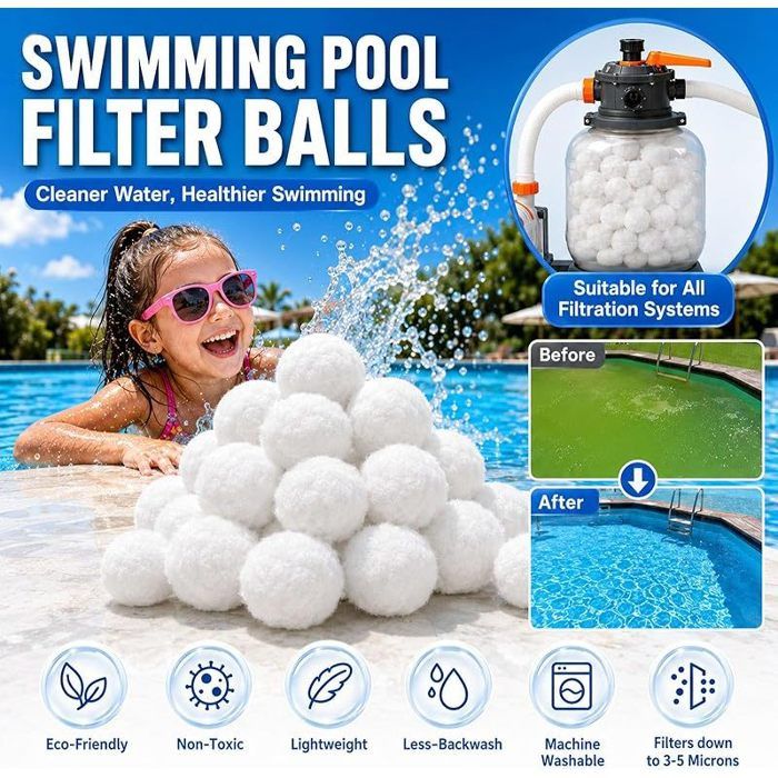 Boules de Filtre 1400g Balles Filtrantes Remplacer 50kg de Sable ...